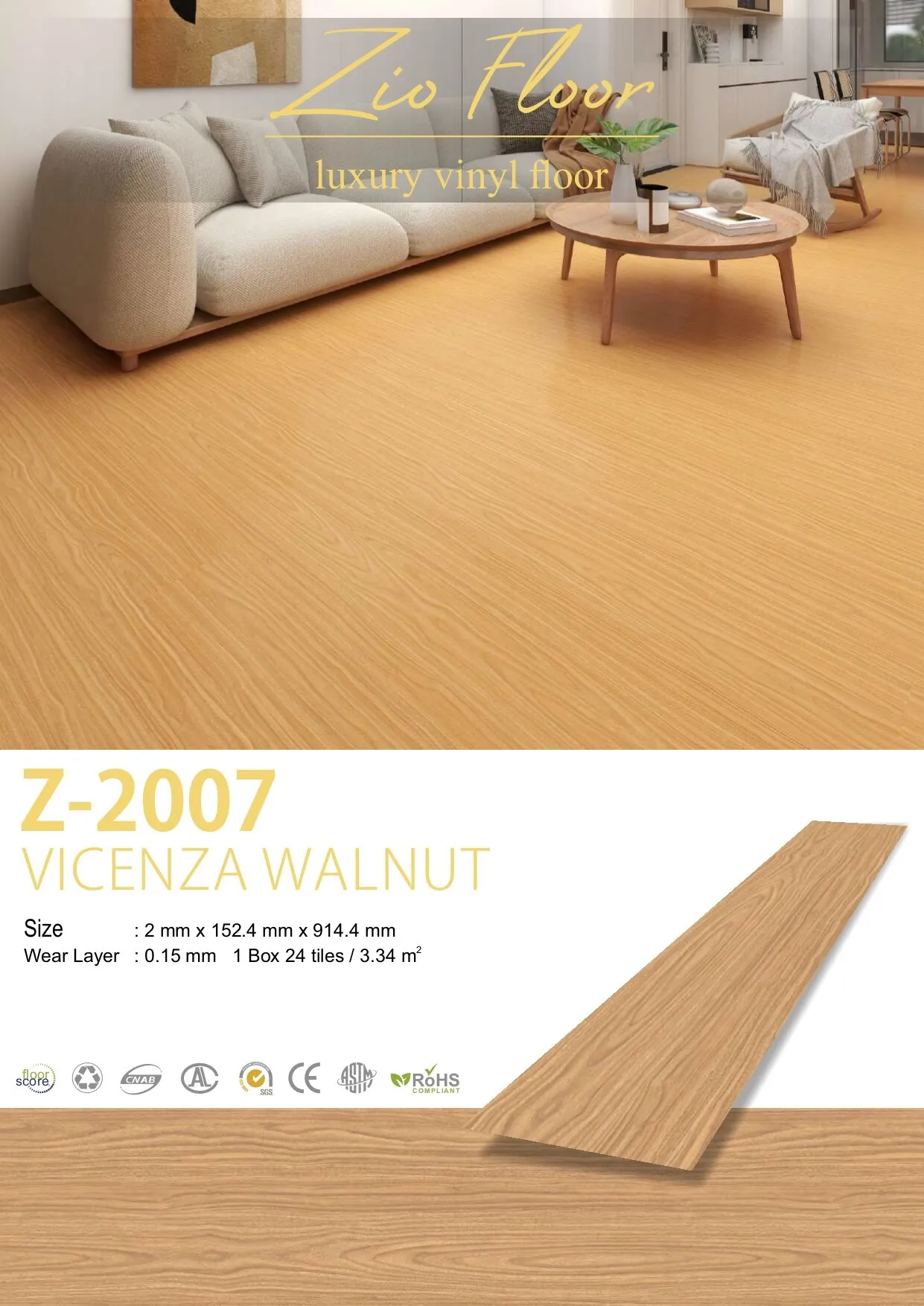 ZIO VINYL LVT FLOOR Z2007 | Zio Floor 2mm LVT | Juara Wallpaper
